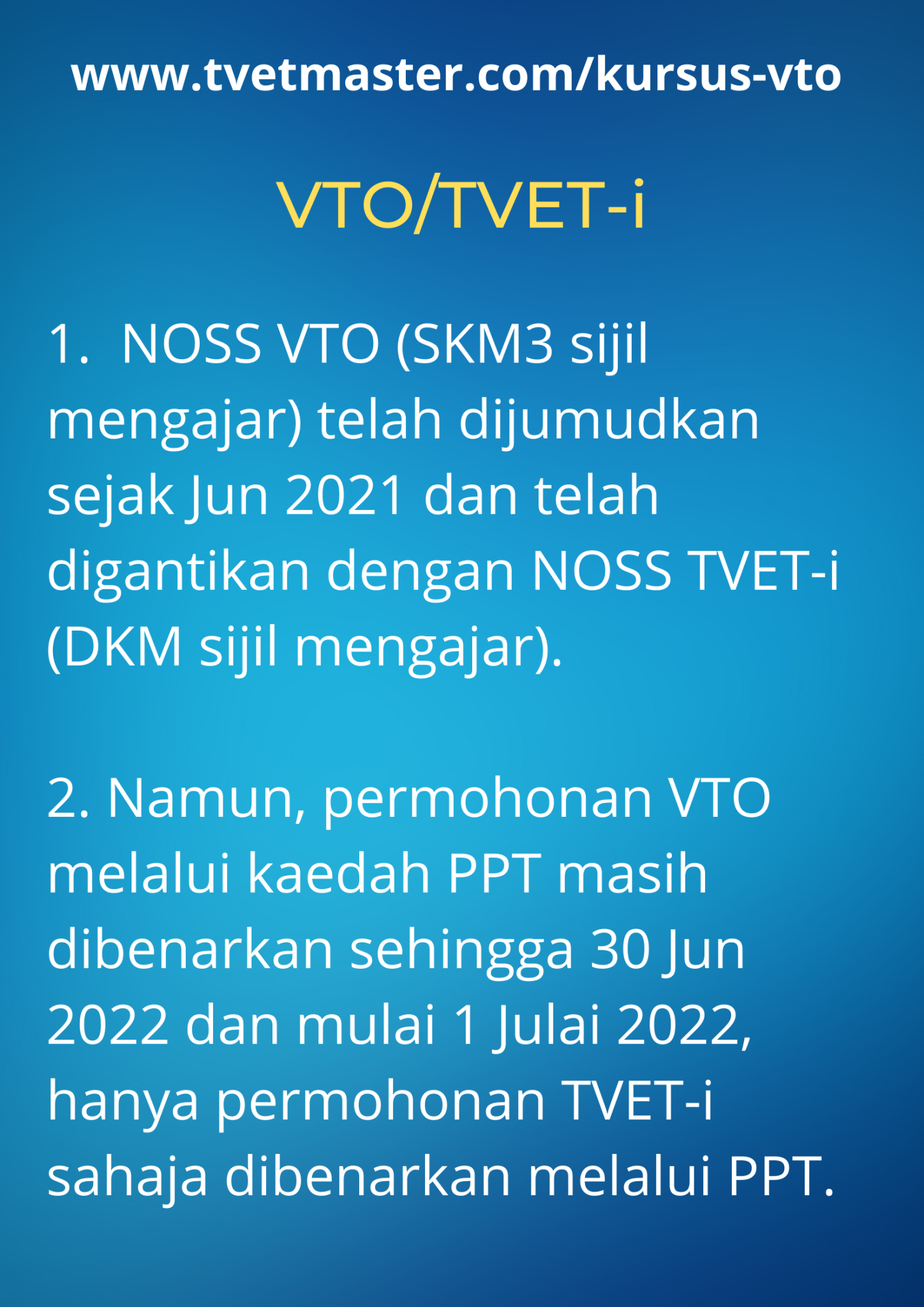 Kursus VTO - WAJIB untuk Lantikan sebagai Pegawai Penilai @ Pengajar